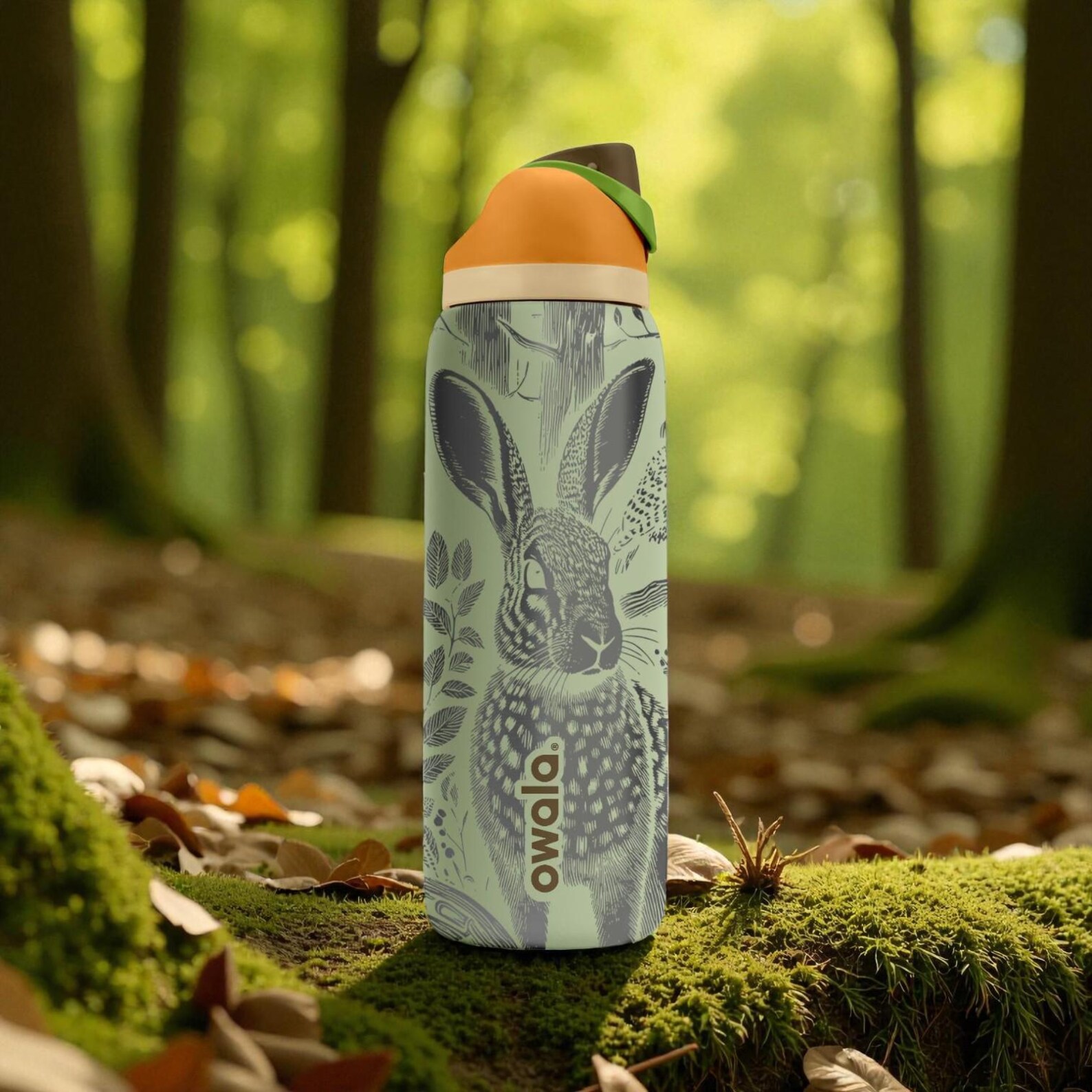 Woodland Animals Engraved Owala Bottle – Forest Hare, Fox, Badger ...