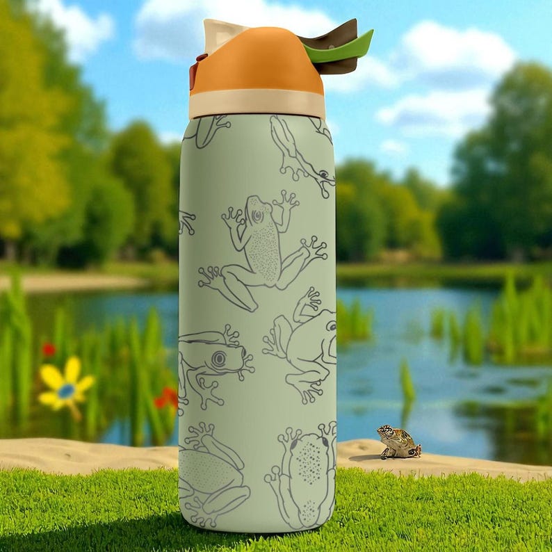 Engraved Frog Owala Bottle – Funny Tree Frog Design Tumbler – 16oz 24oz ...