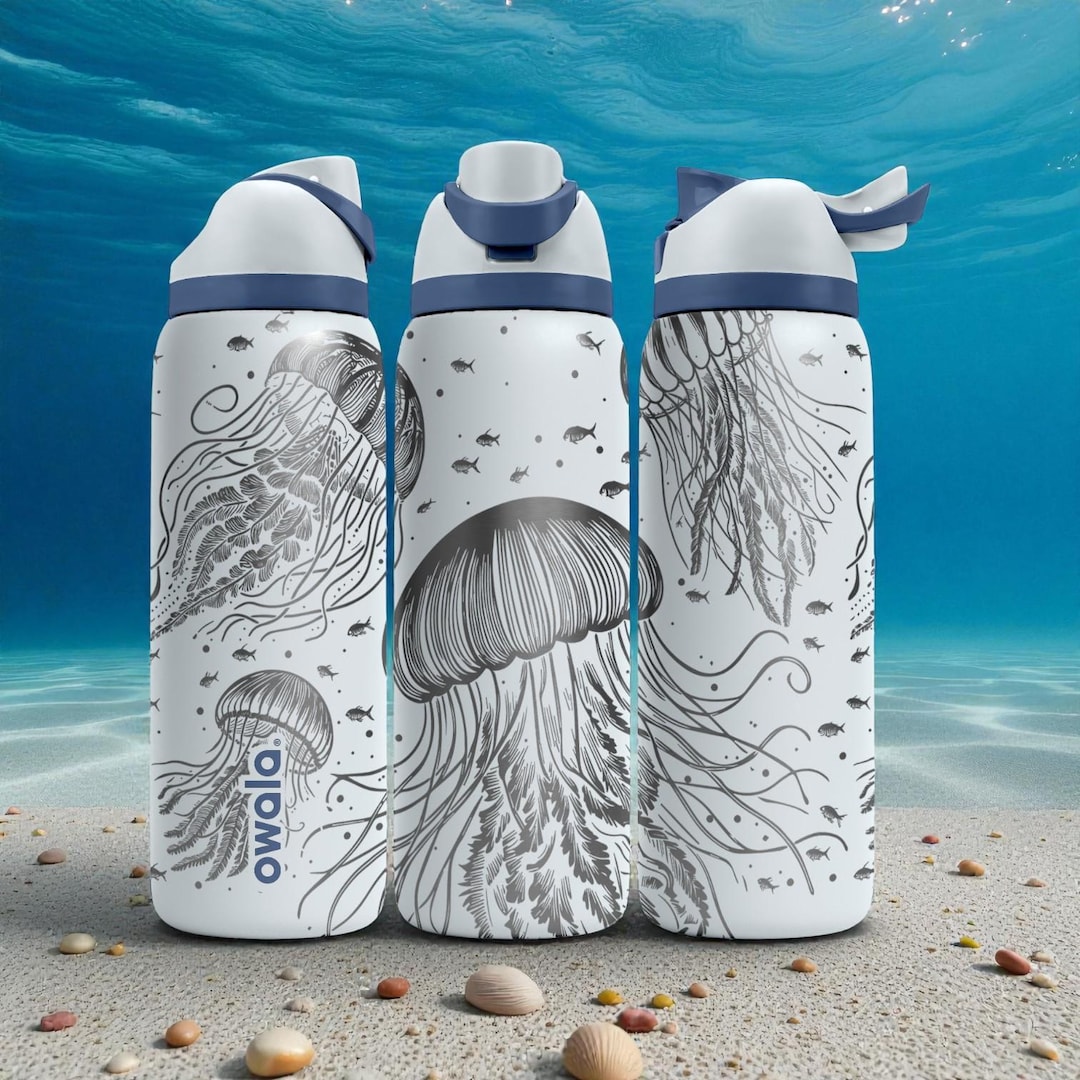 Jellyfish Engraved Owala Bottle – Ocean Jelly & Sea Life Pattern ...