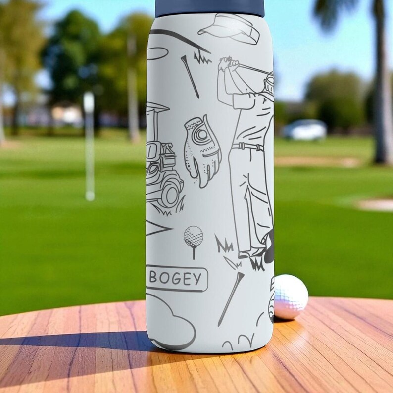 Engraved Golf Tumbler – Owala Bottle With Golf Cart and Clubs – Funny ...