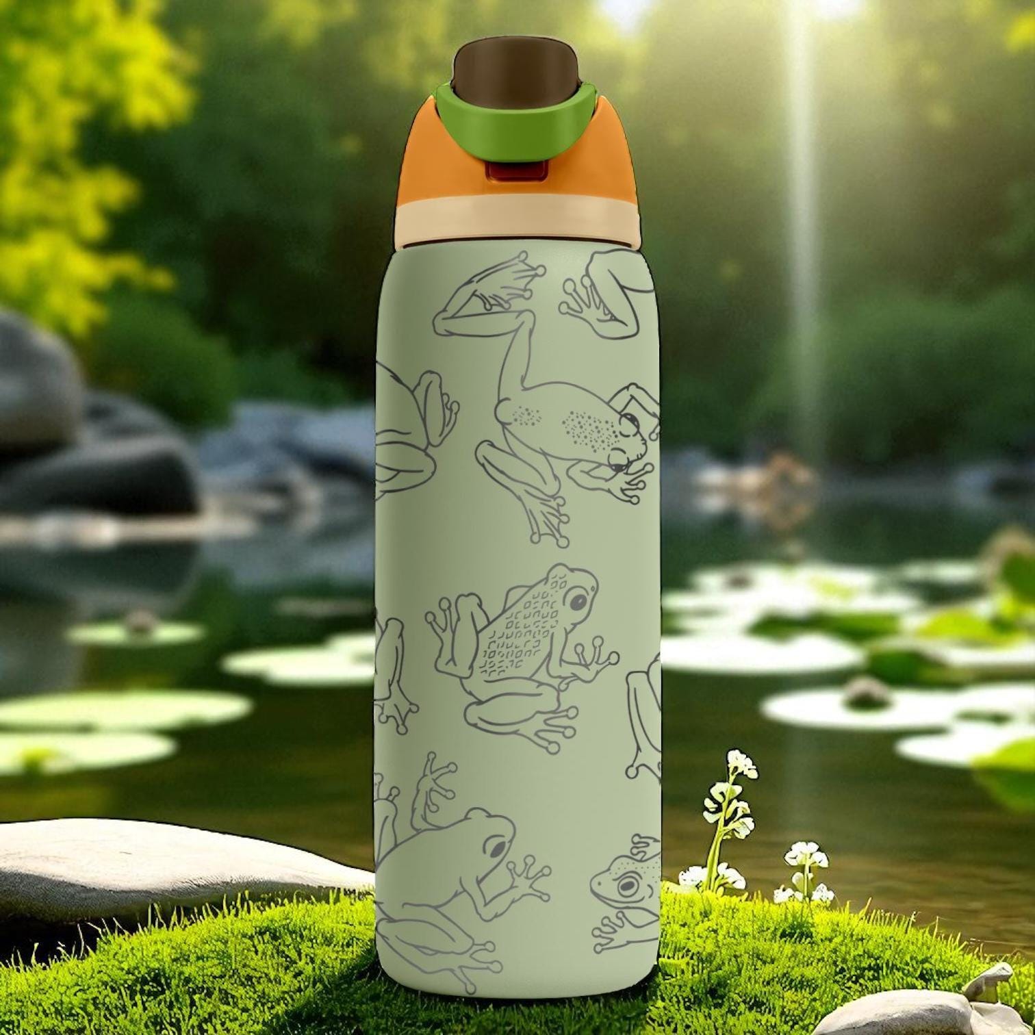 Engraved Frog Owala Bottle – Funny Tree Frog Design Tumbler – 16oz 24oz ...