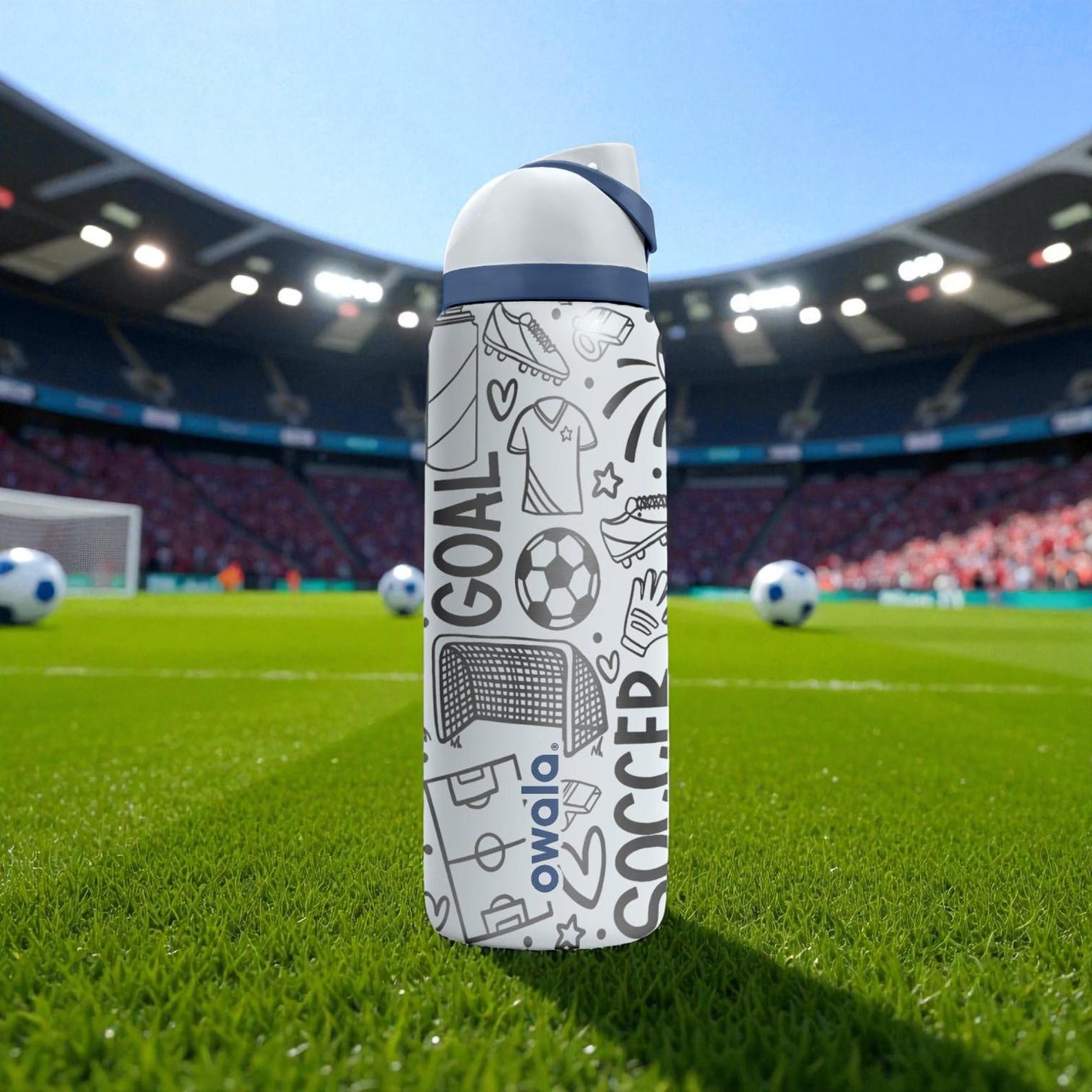 Soccer Engraved Owala Bottle – Goal, Kick, and Sports Pattern – Soccer ...