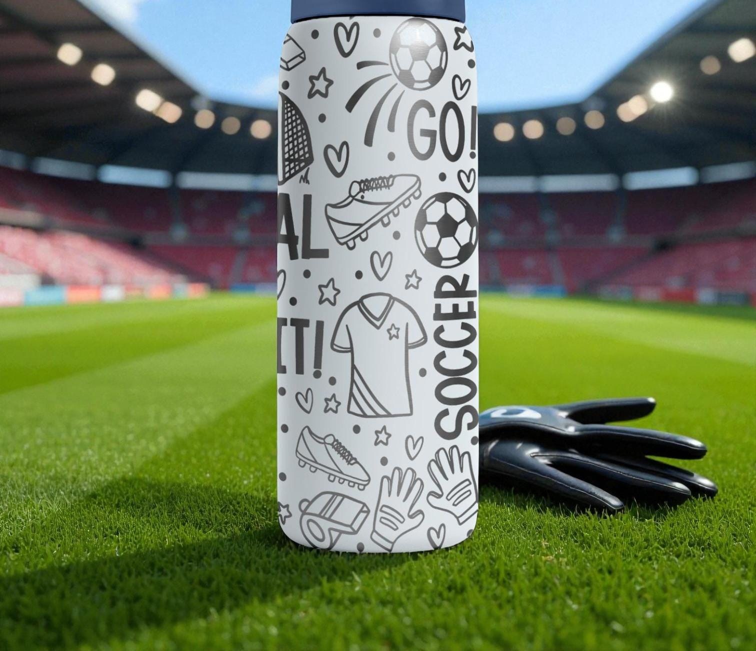 Soccer Engraved Owala Bottle – Goal, Kick, and Sports Pattern – Soccer ...
