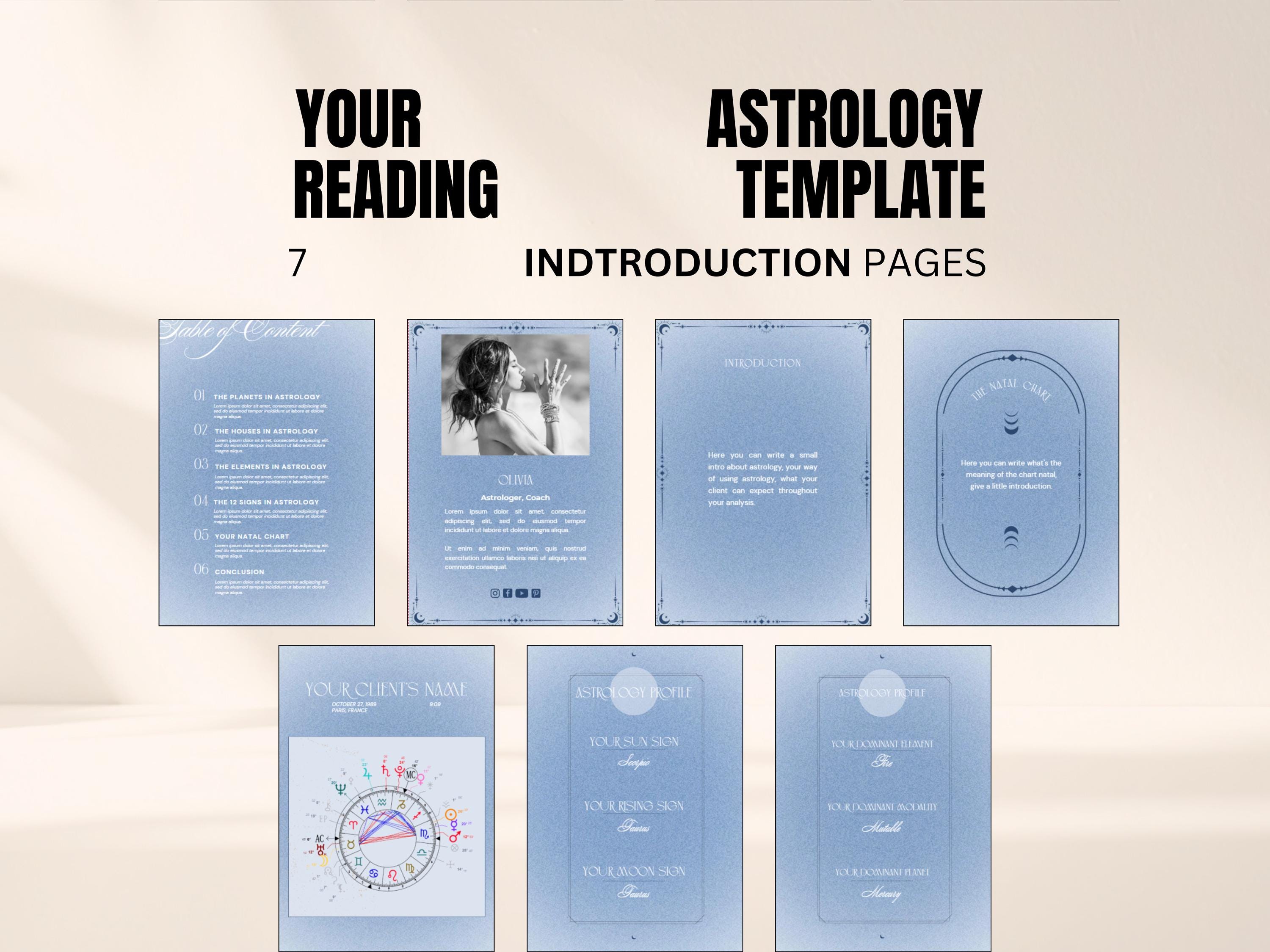 Birth Chart Reading Template for Astrologer | Astrology Report Canva ...