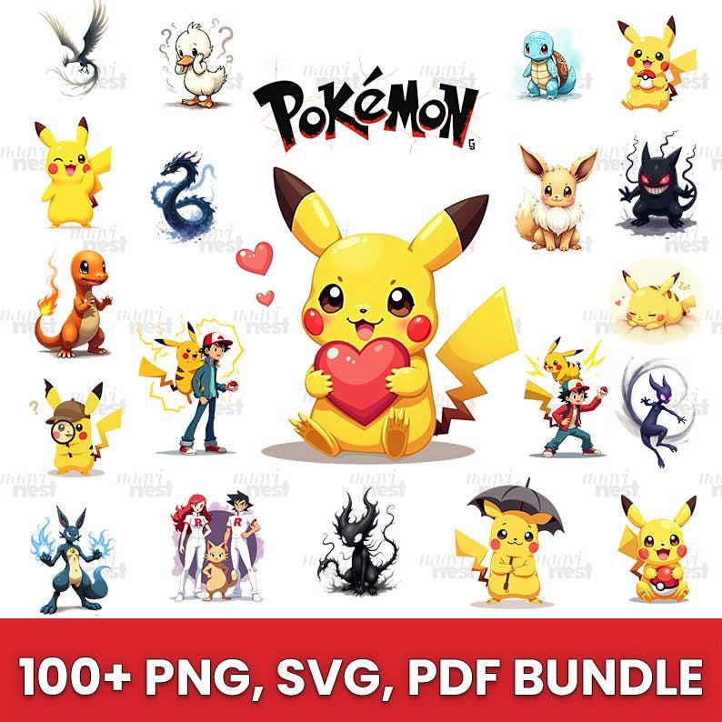 Pokemon Font Svg Pokemon Alphabet Svg Clipart Cutfiles Etsy