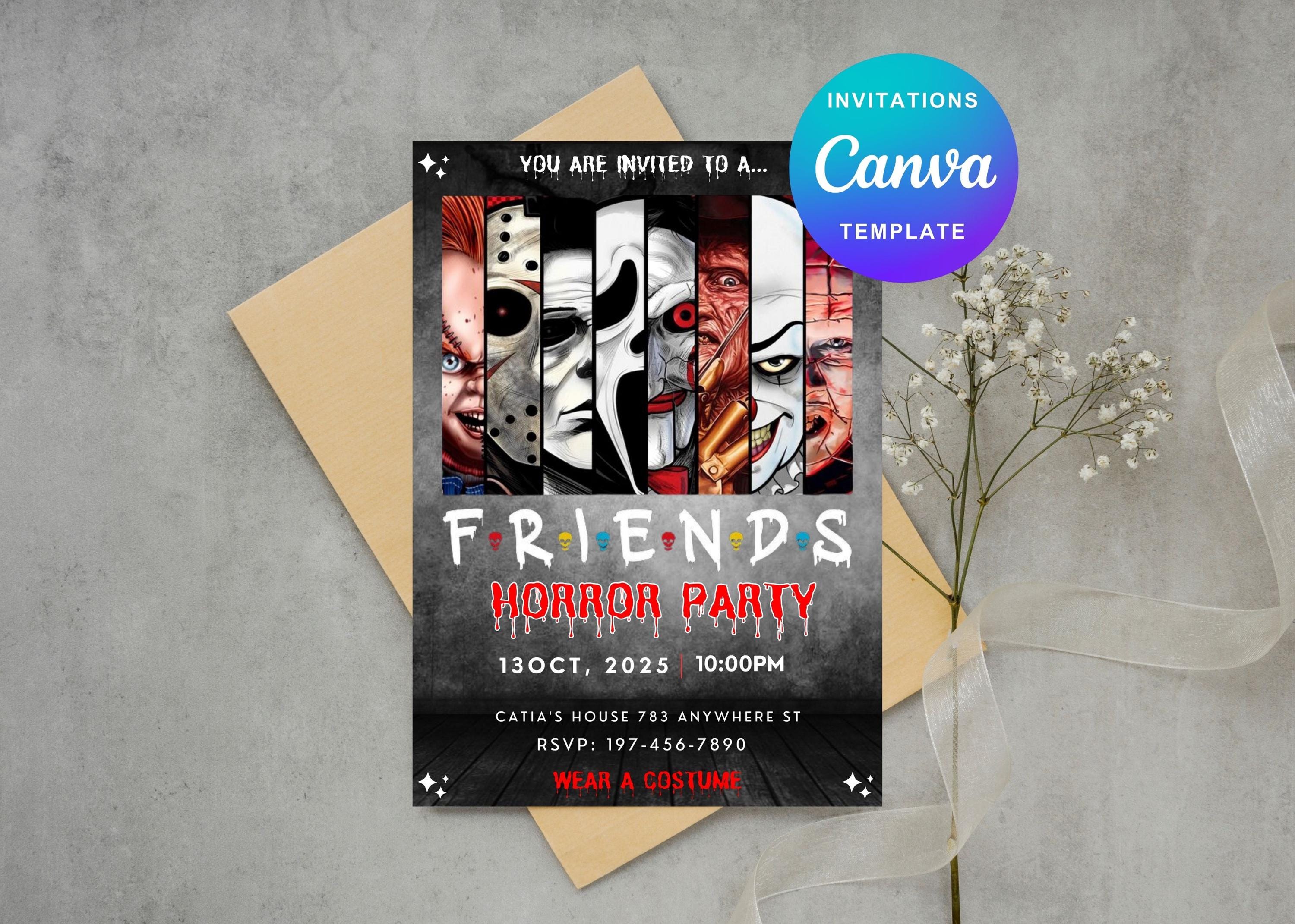 Editable Horror Party Birthday Invitation, Horror Birthday Party ...