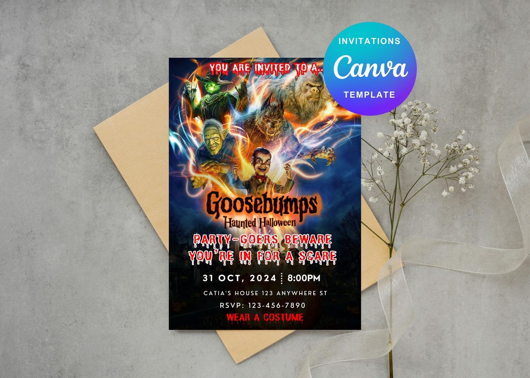 Goosebumps Birthday Party Invitation , Black Them Costume Party ...