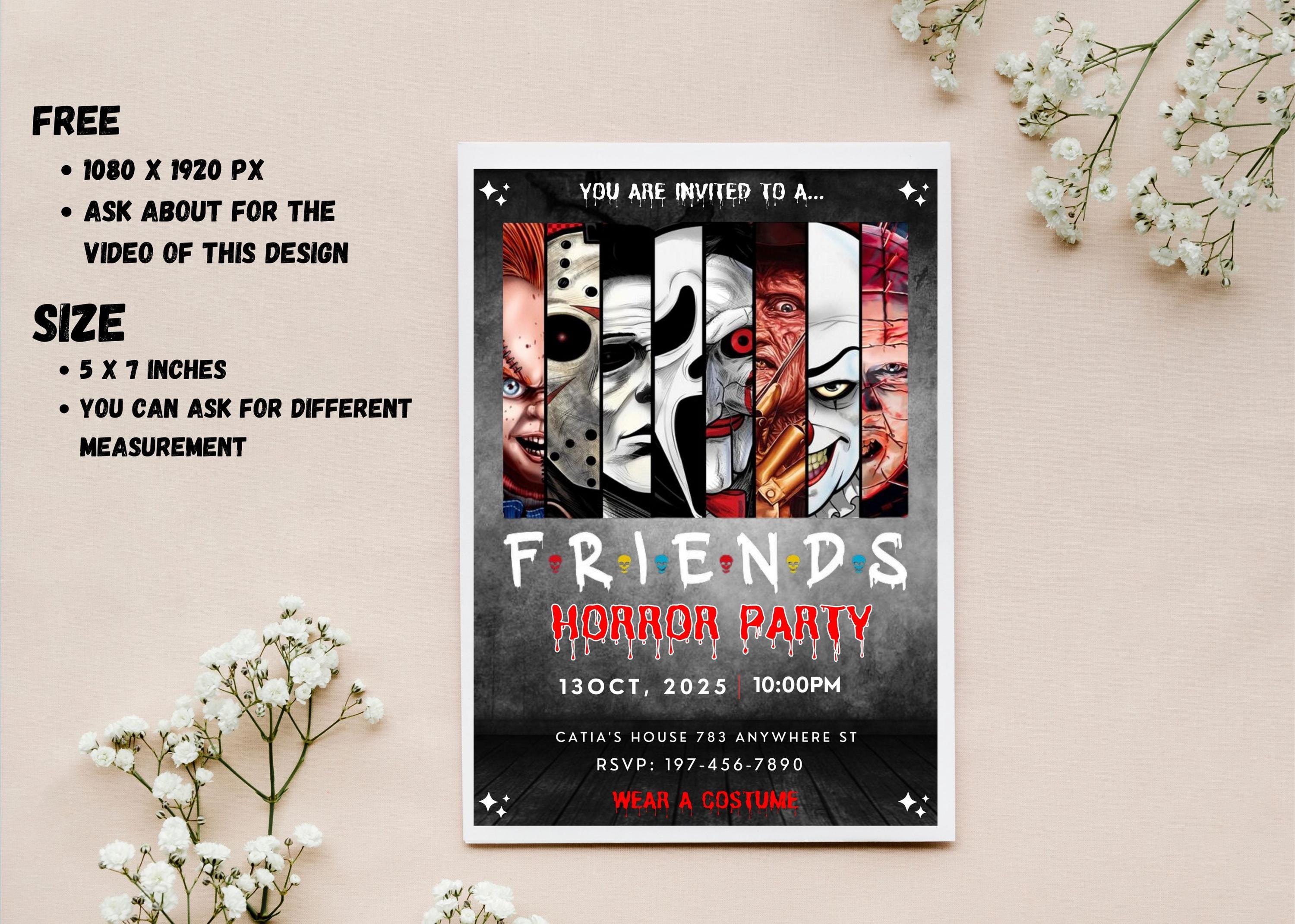 Editable Horror Party Birthday Invitation, Horror Birthday Party ...