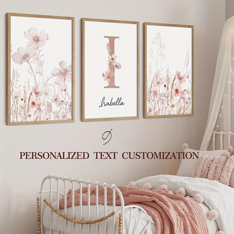 Personalized Birth Flower Print Nursery Wall Decor Custom Wildflowers ...