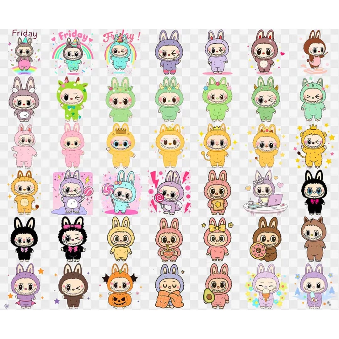 Labubu PNG, Kawaii Labubu Clipart Bundle PNG, Cute Labubu Bundle PNG ...