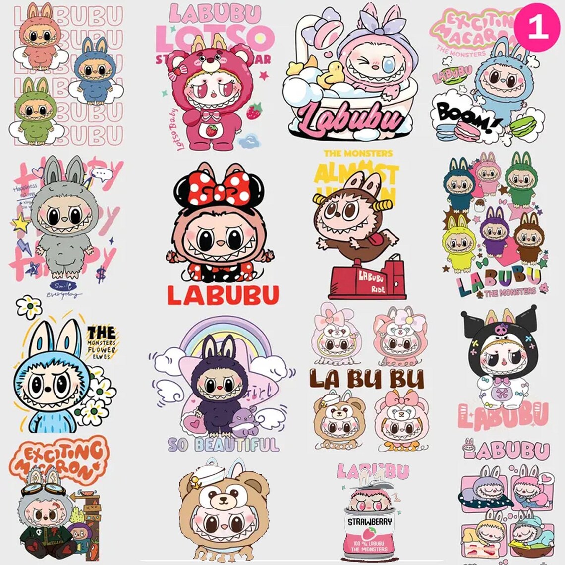Labubu PNG Clipart, Labubu Design PNG Bundle Vol 1, Kawaii Cute Digital ...