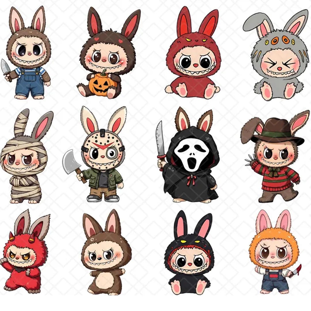 Cute Horror Movie Character Png, Labubu Png, Halloween Labubu Png ...