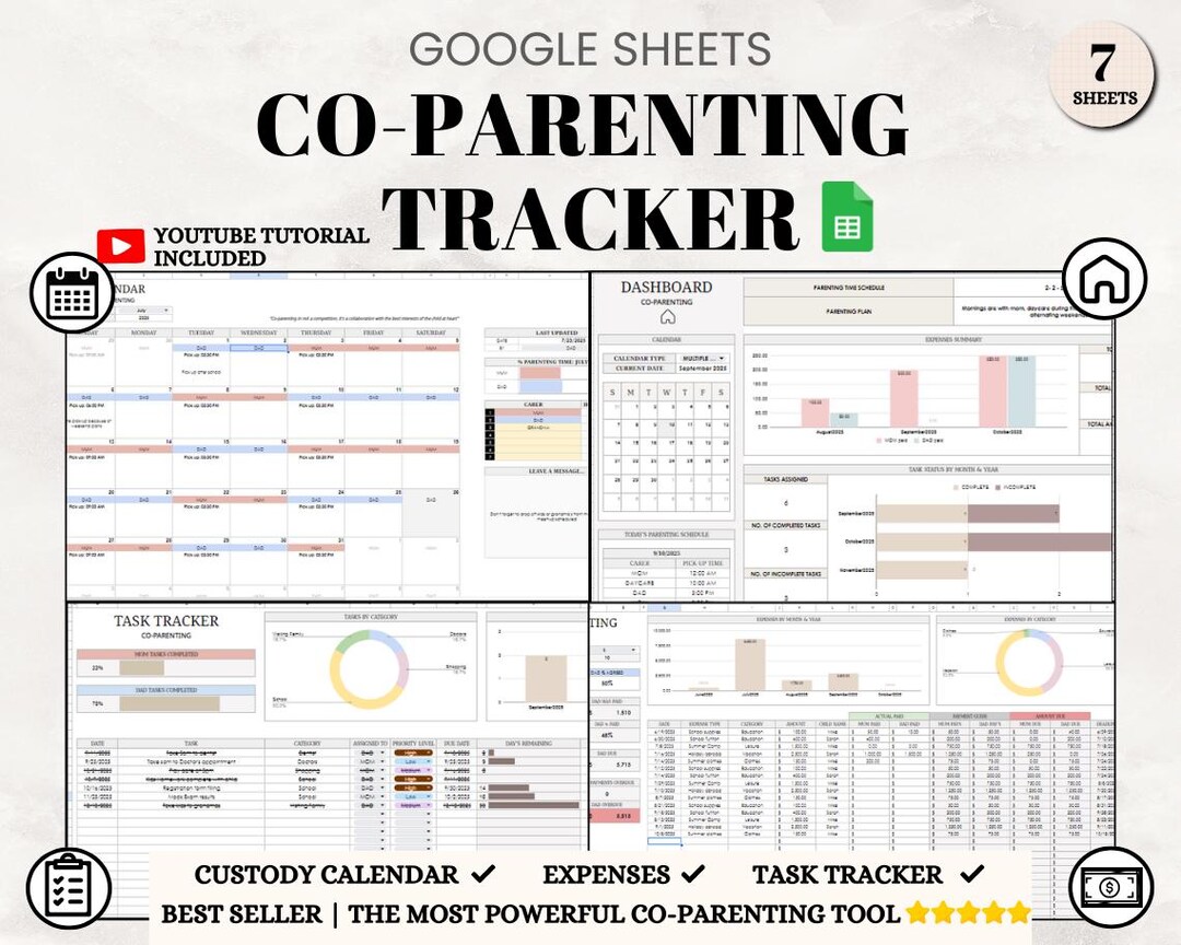 Co-parenting Editable Planner Google Sheets Calendar & Custody Schedule ...
