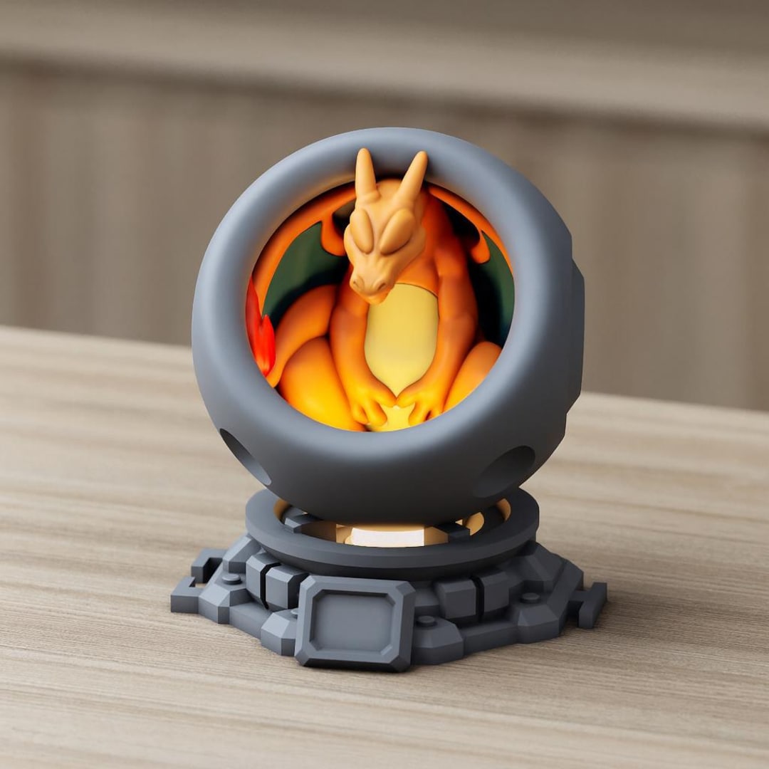 Charizard-inspired 3D Printed Night Light – Fiery Pokémon Egg Lamp for ...