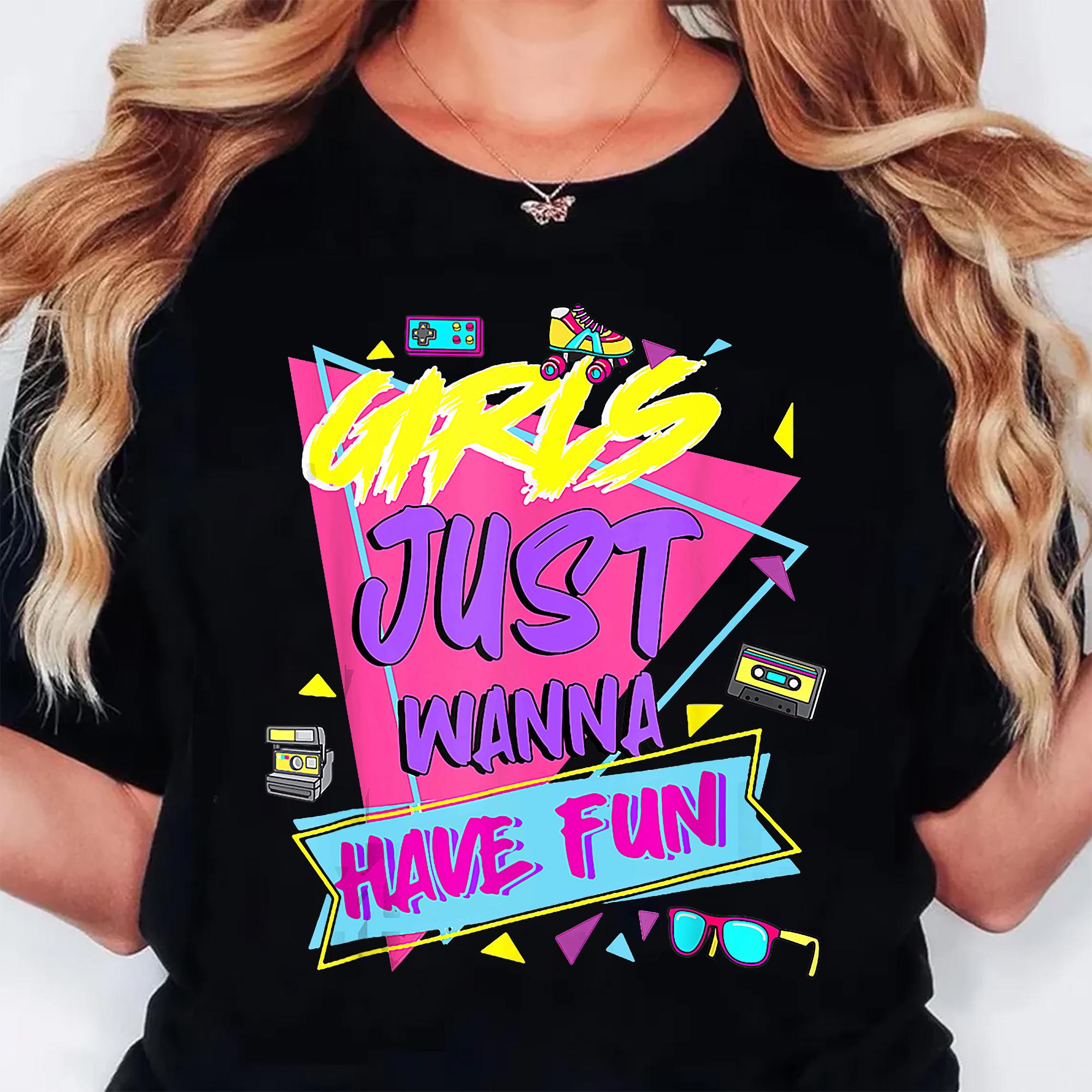 Girls Just Wanna Have Fun PNG Bundle, 80's Neon Retro PNG, Pink 80's ...