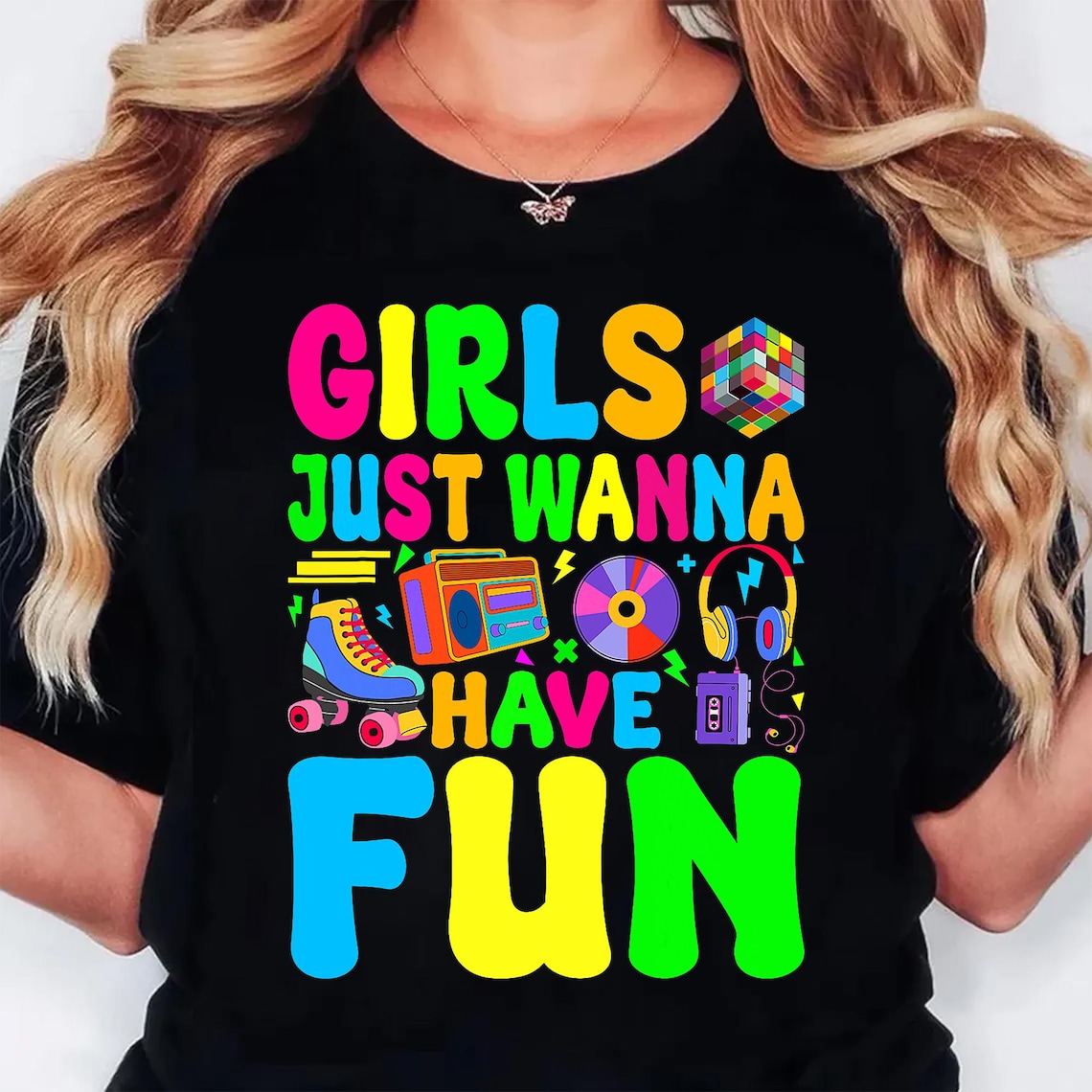 Girls Just Wanna Have Fun PNG Bundle, 80's Neon Retro PNG, Pink 80's ...