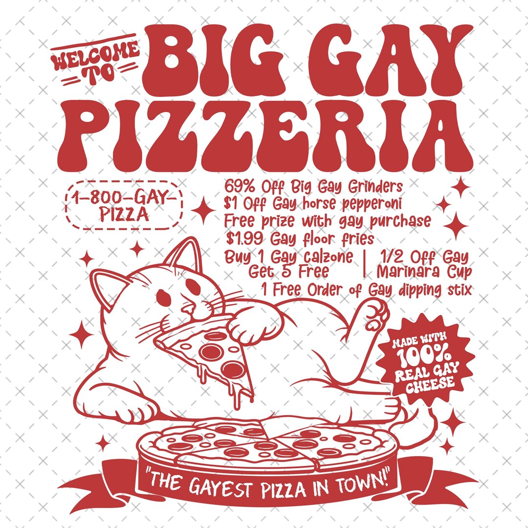 Funny Gay Pizzeria Png, Retro Pizza Cat Png, Pride LGBT Sublimation ...