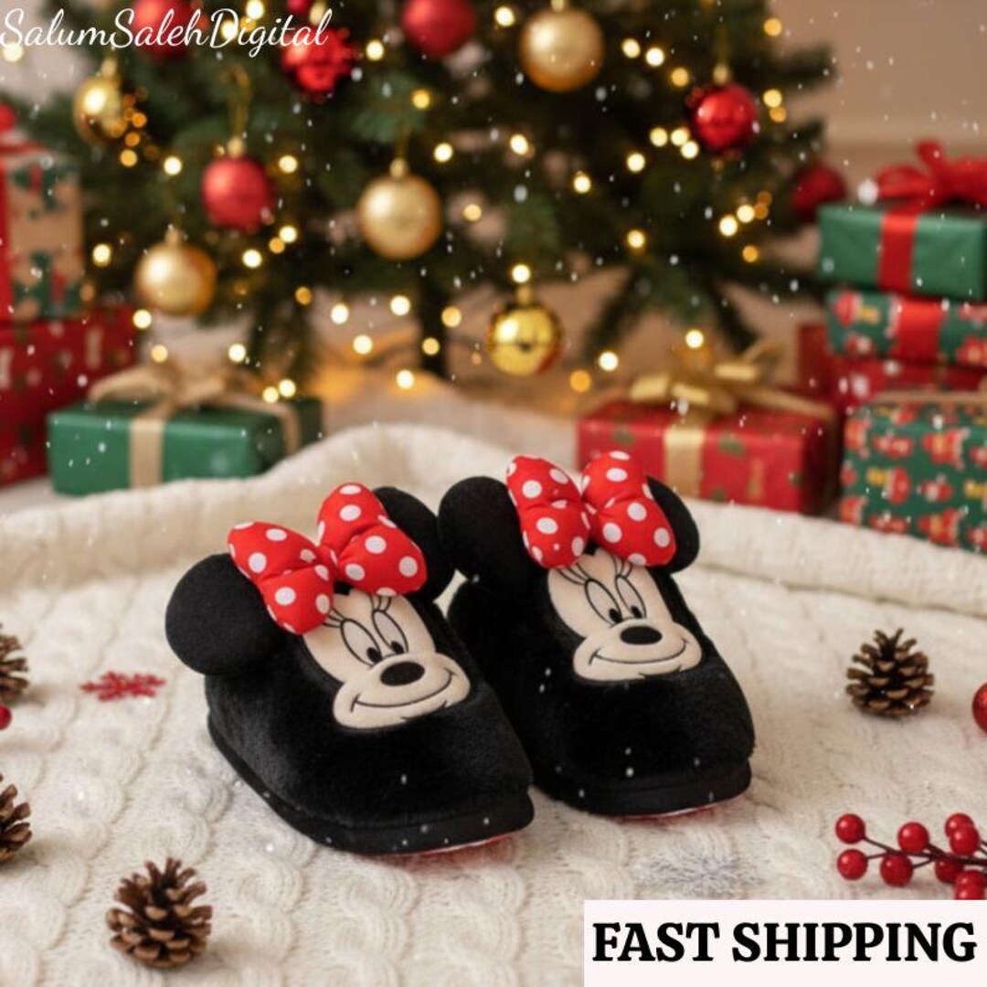 Mickey Mouse Head Fluffy Slippers, Disney Inspired House Shoes, Cozy ...