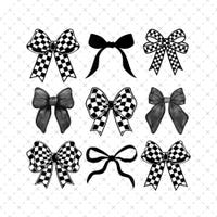 Checkered Bow Clipart - Race Day PNG - Coquette Bow SVG Sublimation ...