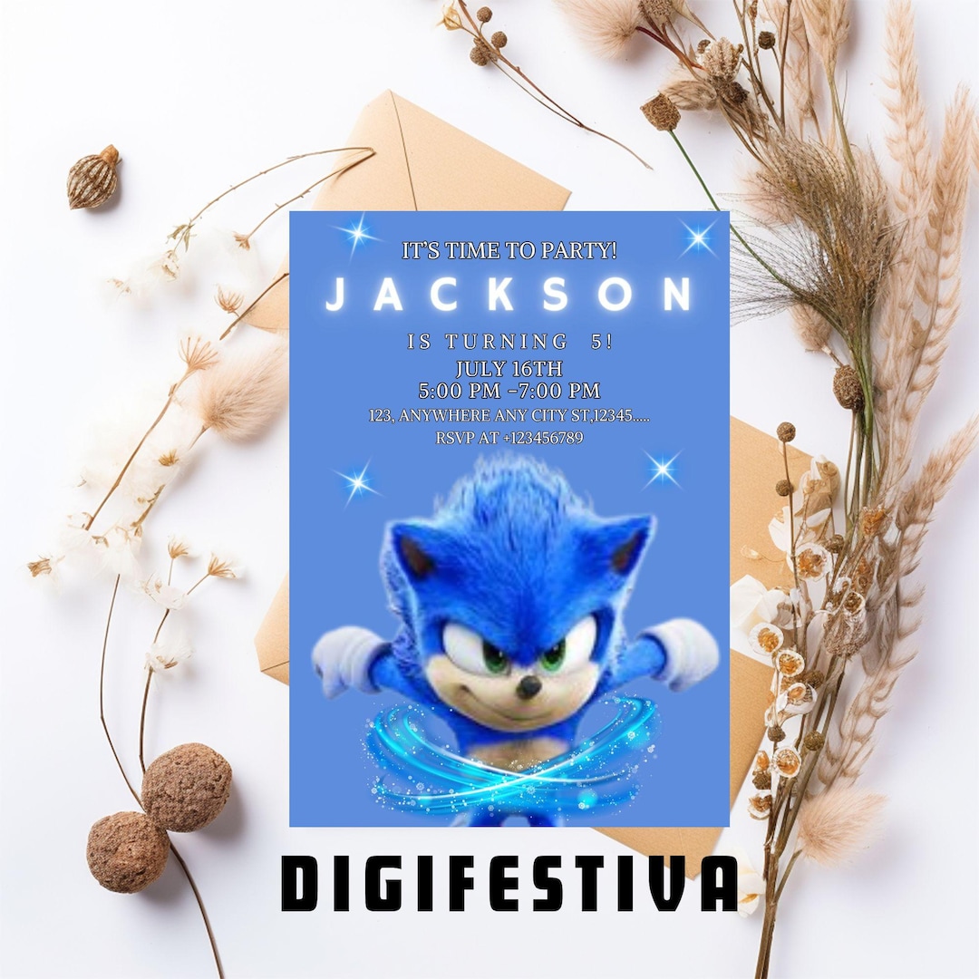 Editable Sonic Birthday Invitation, Sonic the Hedgehog Birthday ...