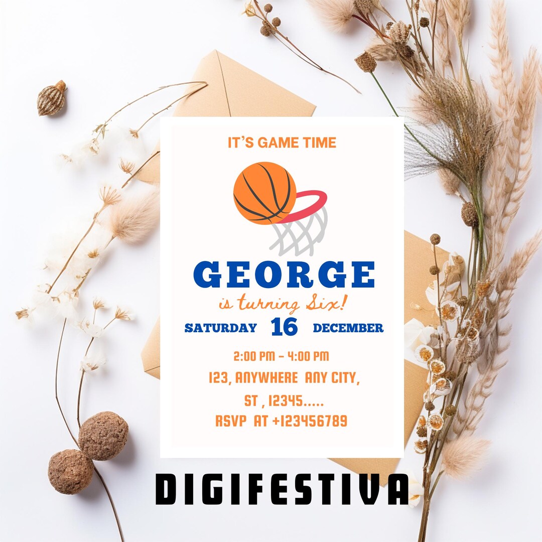 Editable Basketball Birthday Invitation Template, Basketball Birthday ...