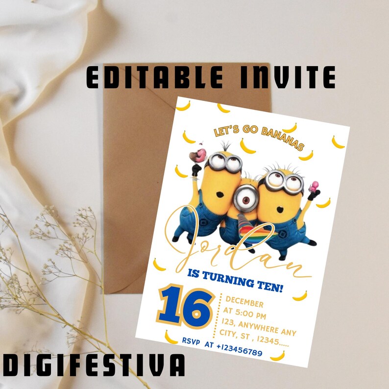 Minions Birthday Invitation, Minions Theme, Digital Minions Birthday ...