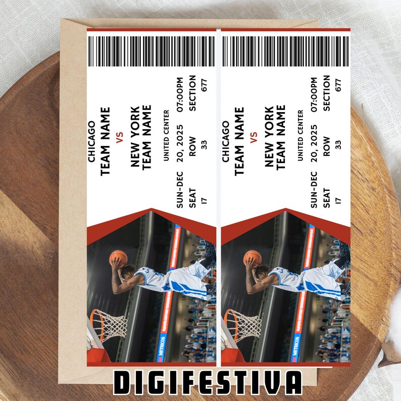 Editable Basketball Ticket, Surprise Gift Basketball Tickets, Event ...