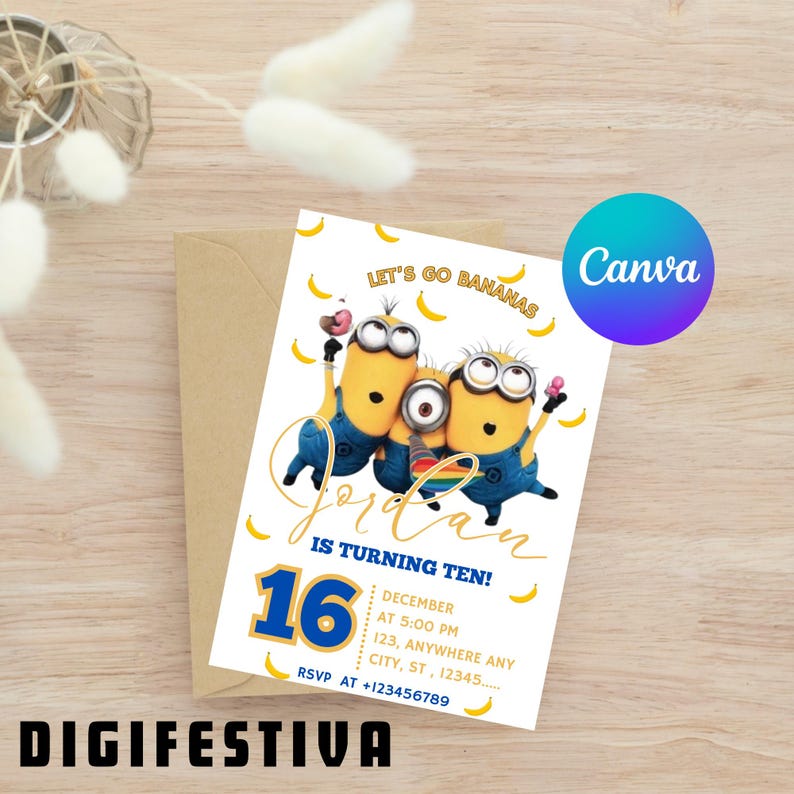 Minions Birthday Invitation, Minions Theme, Digital Minions Birthday ...