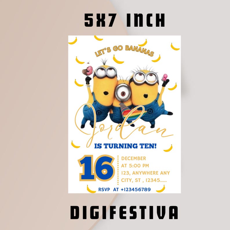 Minions Birthday Invitation, Minions Theme, Digital Minions Birthday ...