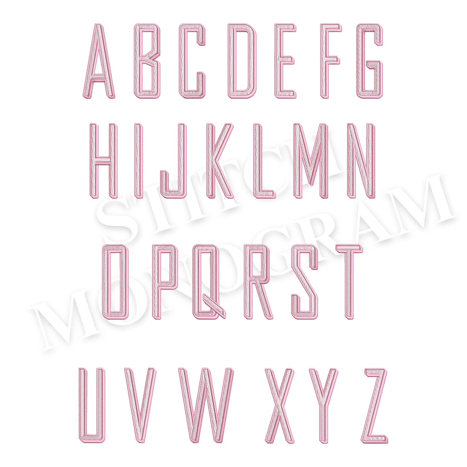 2 Color Modern Embroidery Monogram Font Designs in 5 Sizes, Instant ...