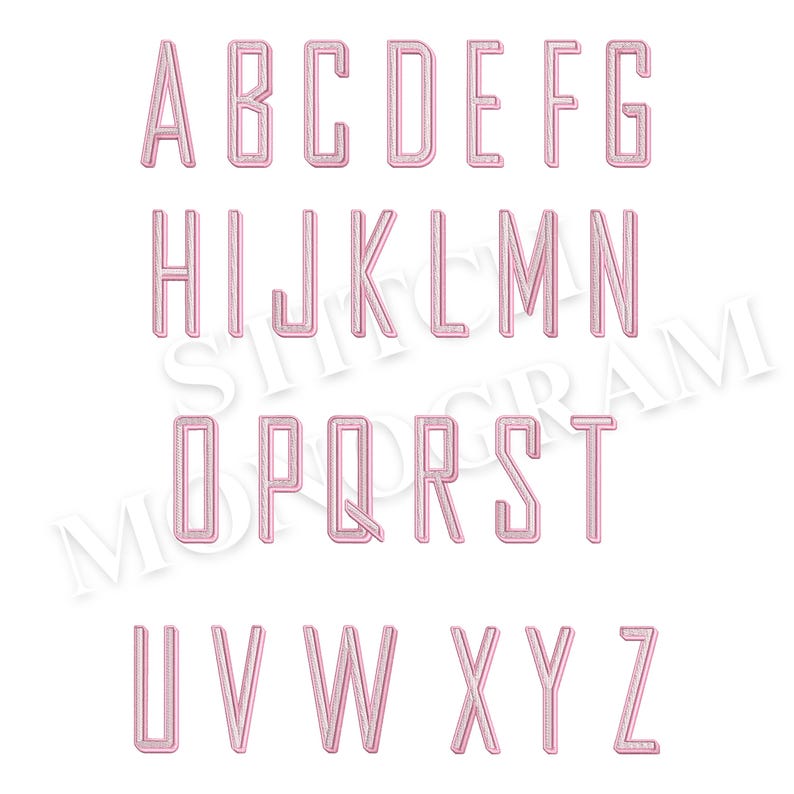 2 Color Modern Embroidery Monogram Font Designs in 5 Sizes, Instant ...