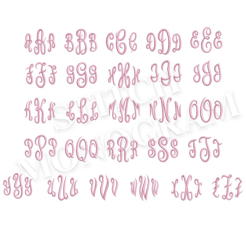 Fancy Embroidery Monogram Font Designs in 6 Sizes, Instant Download BX ...