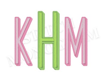 2 Color Modern Embroidery Monogram Font Designs in 5 Sizes, Instant ...