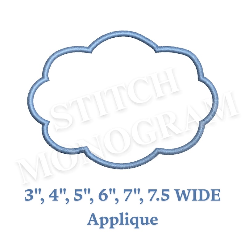 Scalloped Applique Oval Monogram Embroidery Design, Machine Embroidery ...