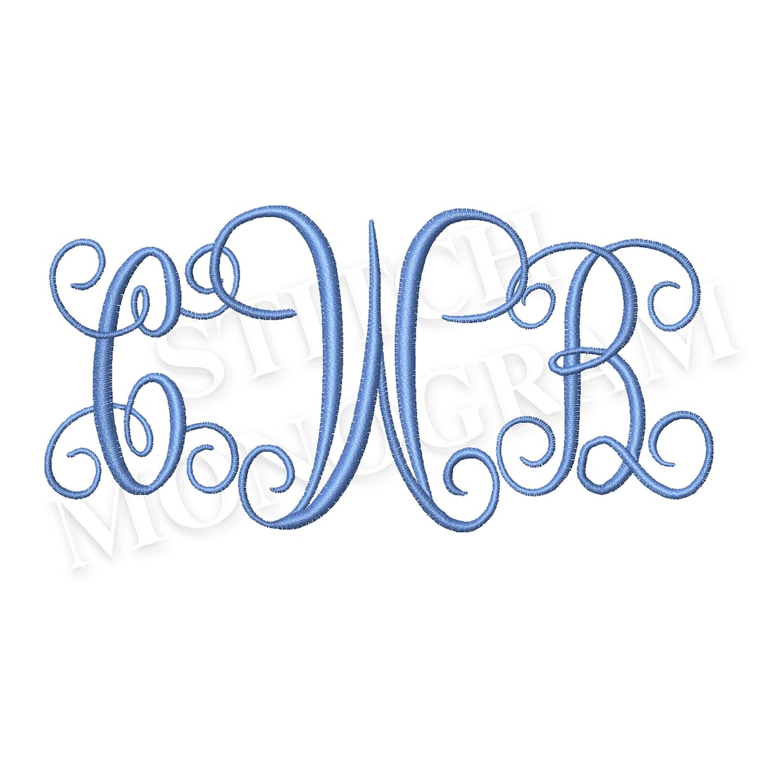 Vine Interlocking Monogram Font Machine Embroidery Files in 6 Sizes ...