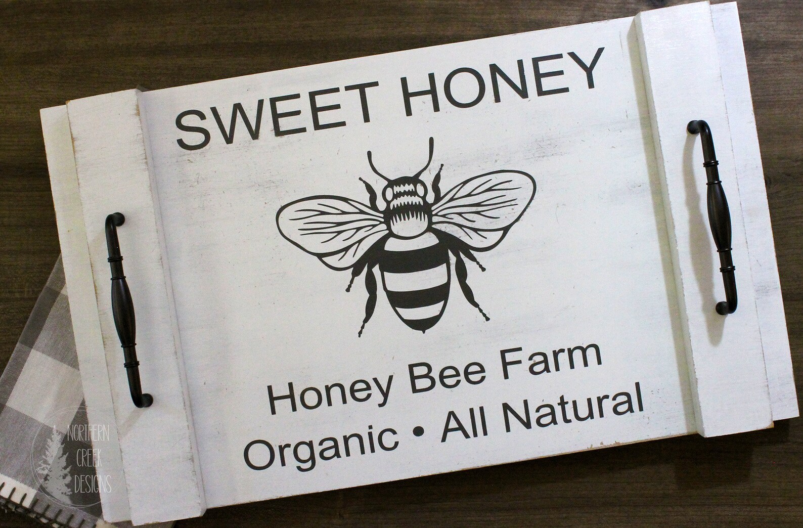 Bee Serving Tray With Handles Rustic Wood Serving Tray Bee | Etsy