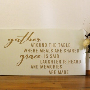 Gather Around the Table Wood Sign | Kitchen Decor | Rustic Wood Sign ...