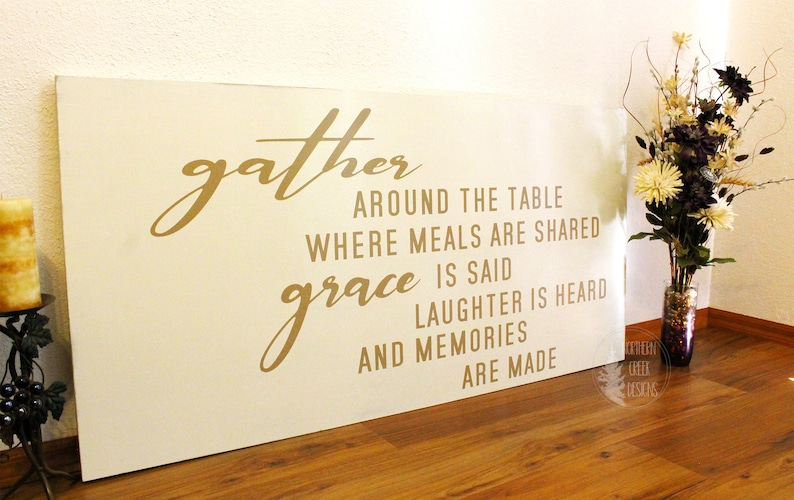 Gather Around the Table Wood Sign | Kitchen Decor | Rustic Wood Sign ...