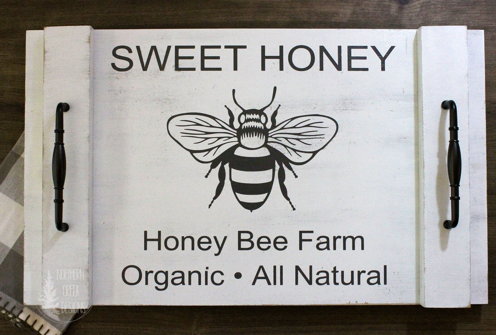 Bee Serving Tray With Handles Rustic Wood Serving Tray Bee | Etsy