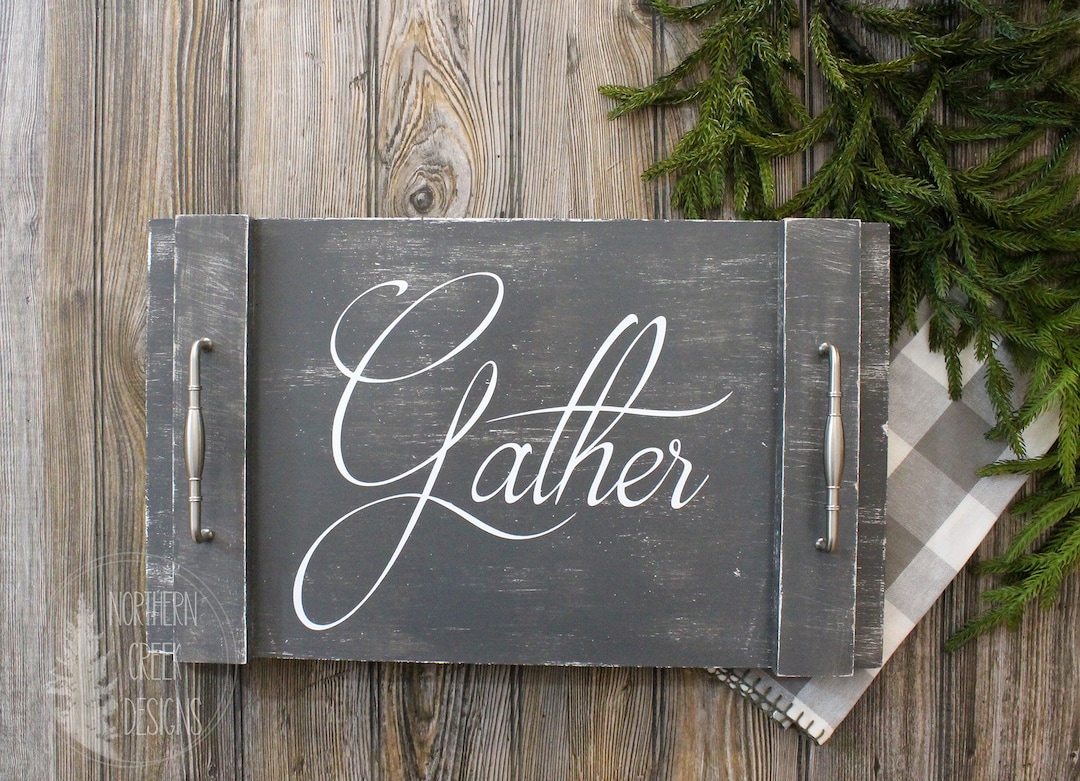 Rustic Serving Tray | Gather Tray With Handles | Coffee Table Tray ...