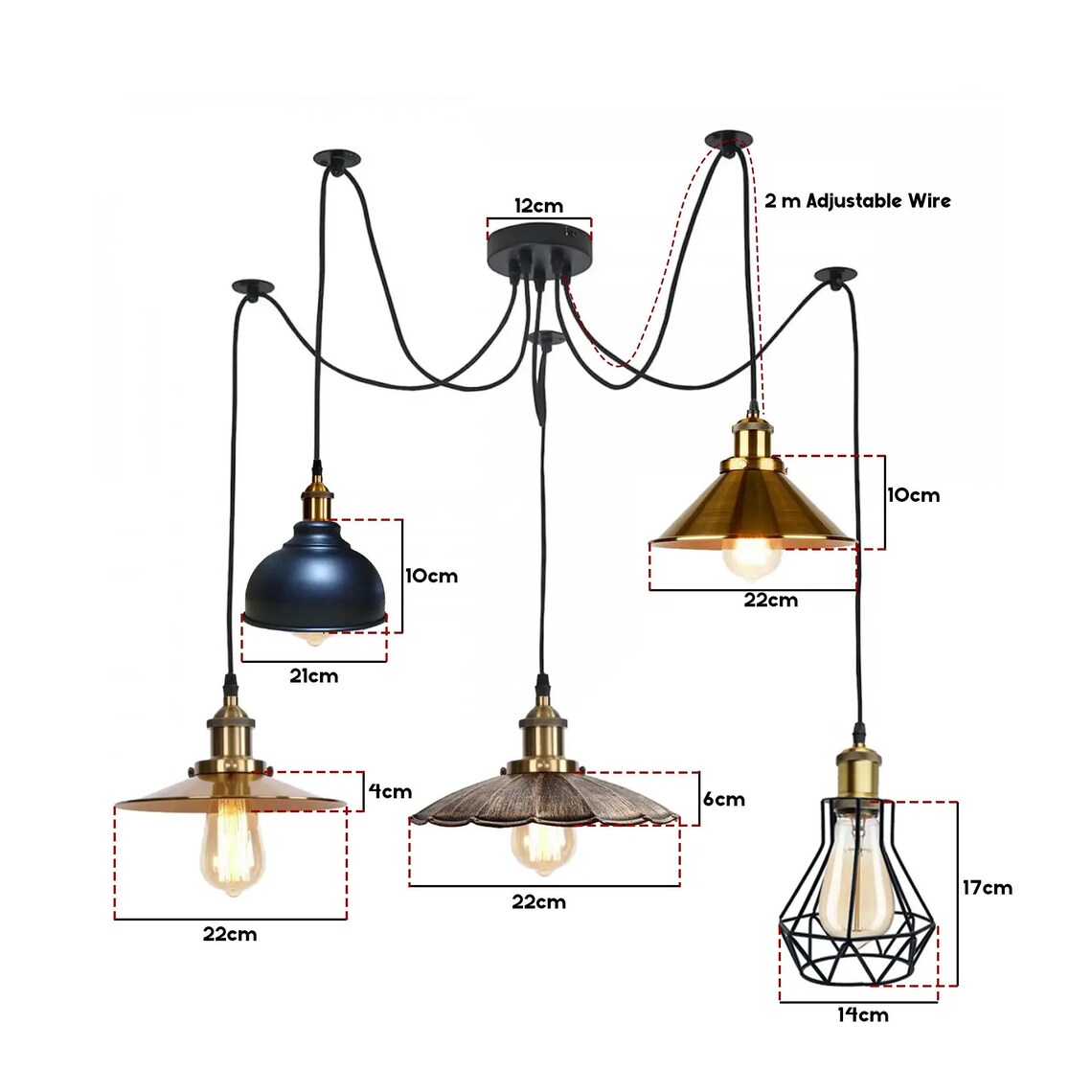 5-way Spider Ceiling Light: Retro Industrial Pendant Lamp - Etsy UK