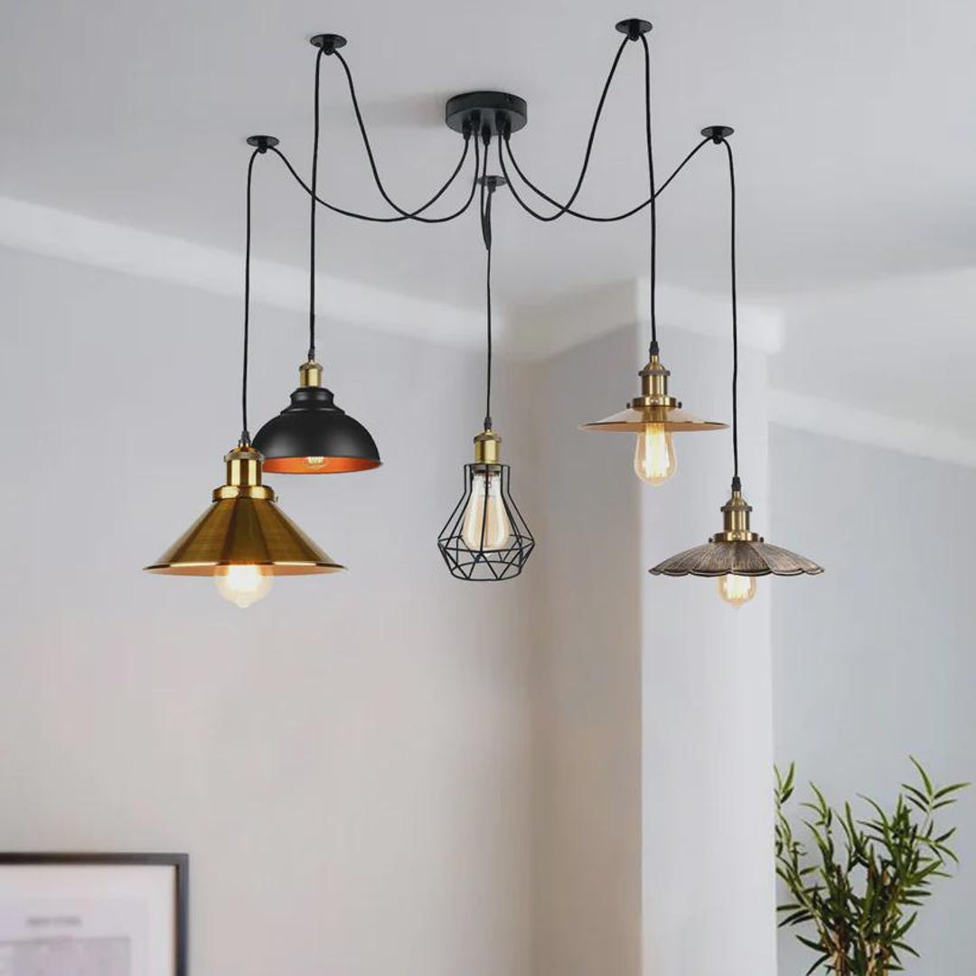 5-way Spider Ceiling Light: Retro Industrial Pendant Lamp - Etsy UK