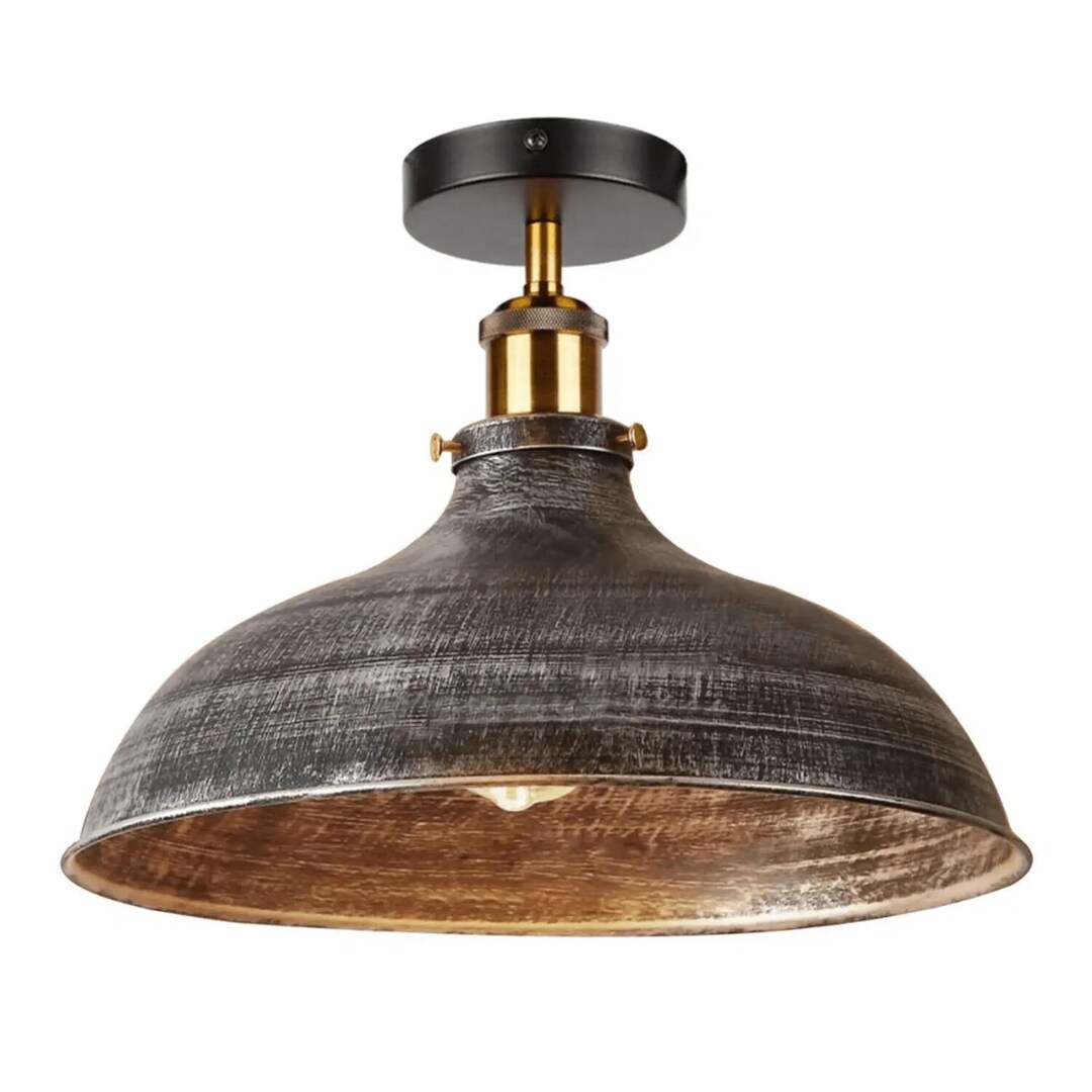 Vintage Ceiling Light Industrial Farmhouse Flush Mount Rustic Shade ...