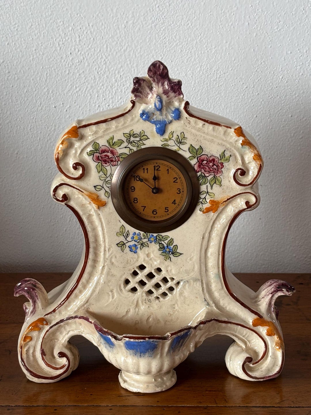 Vintage Decorated Ceramic Table Clock – Hallmarked and Restored - Etsy