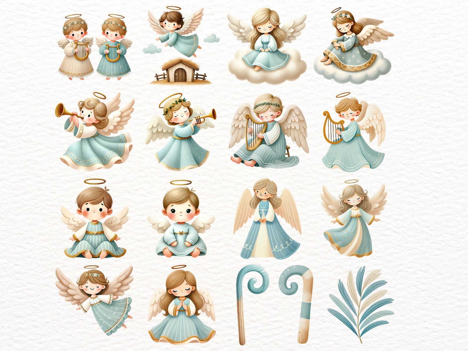 Watercolor Nativity Scene Clipart: Baby Jesus, Three Wise Men (PNG ...