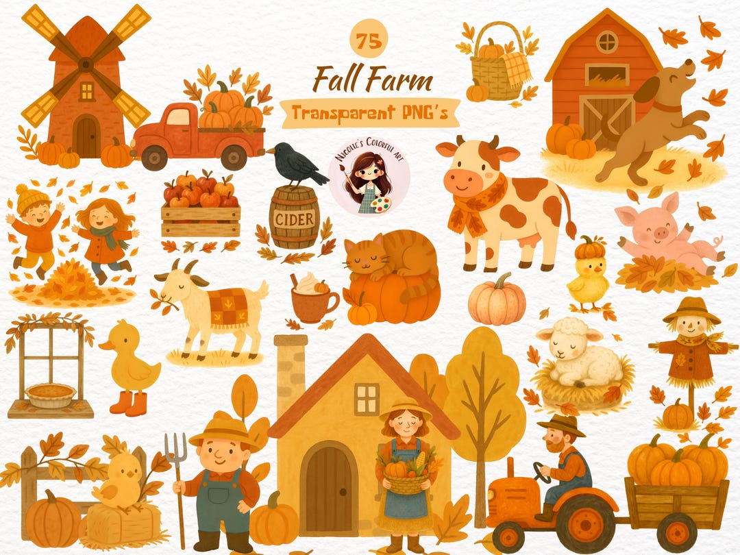 Watercolor Fall Farm Clipart Bundle (digital Download) - Etsy