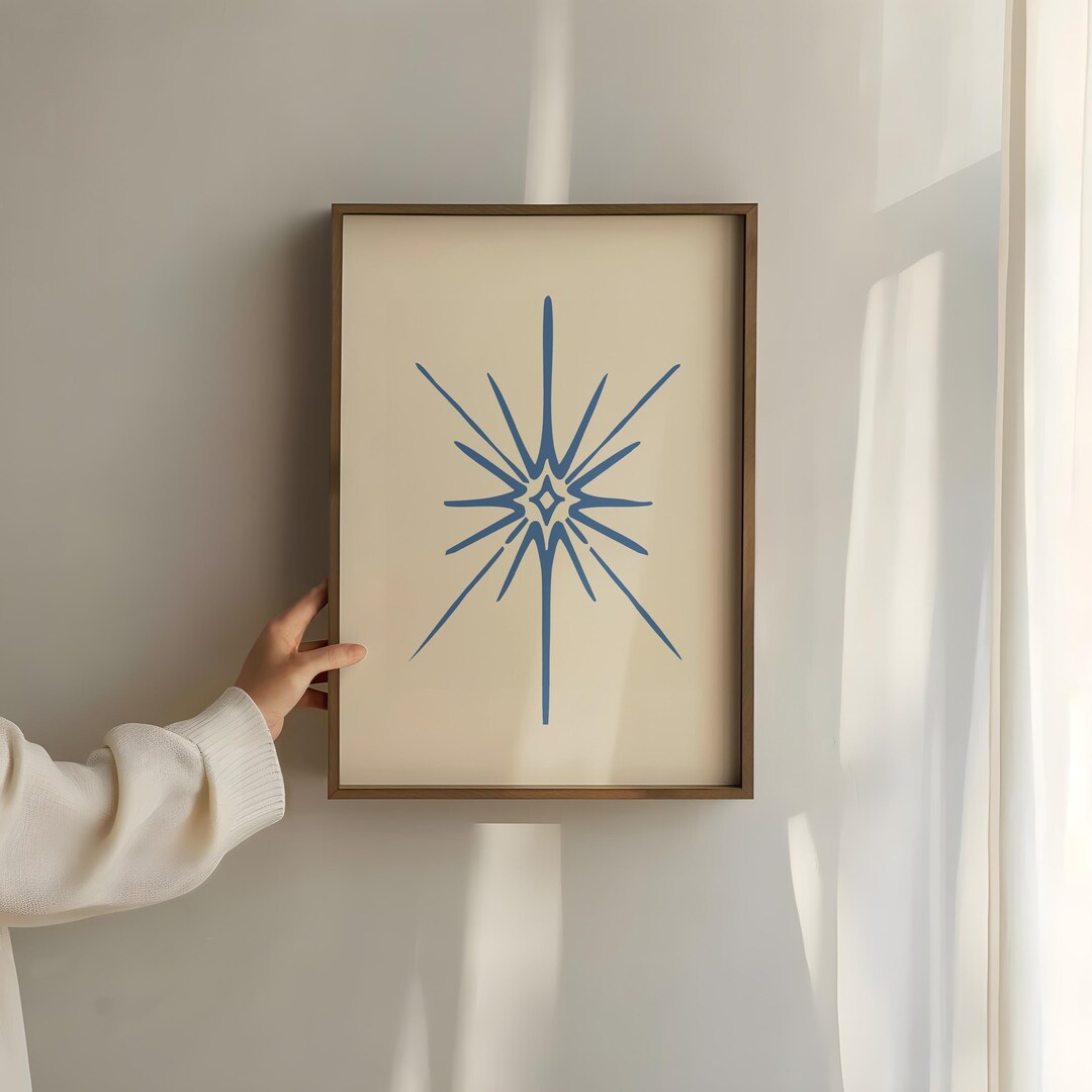 Blue Star Printable Wall Art, Mid Century Modern Abstract Geometric ...