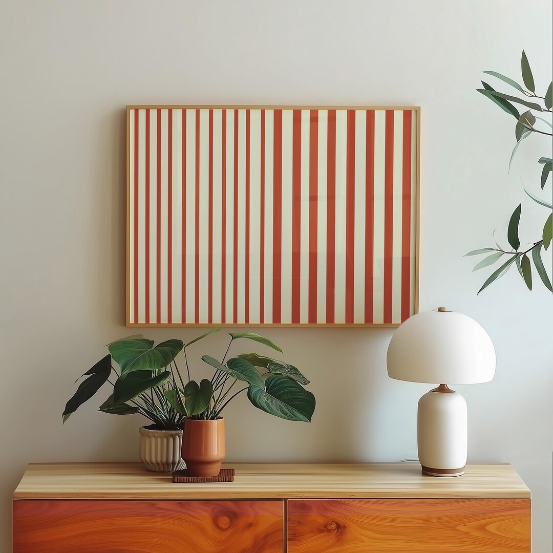 Modern Red Stripes Print - Etsy