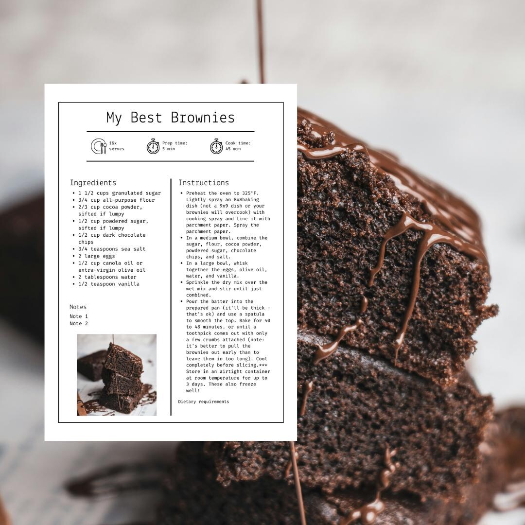 Simple Recipe Template - Etsy