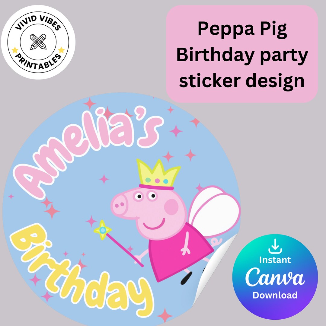 Peppa Pig Birthday Stickers, Cartoon Themed, Party, Cbeebies, Netflix ...